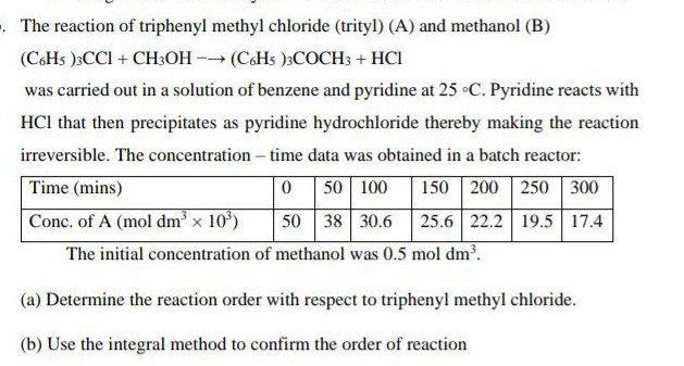 SOLVED: The reaction of triphenyl methyl chloride (trityl) (A) and ...