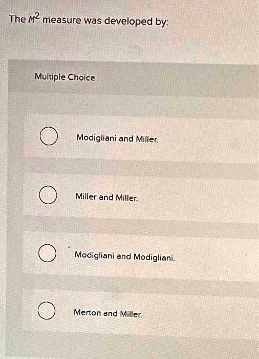 SOLVED: The M2 measure was developed by: The M2 measure was developed ...