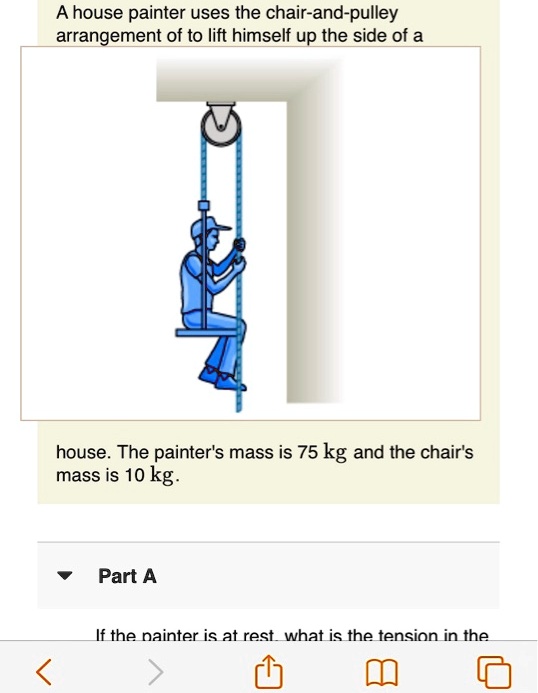 A house painter uses the chair-and-pulley arrangement of to...