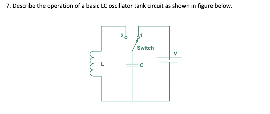 7. Describe the operation of a basic LC oscillator tank circuit as shown in figure below. L 2 1 ...