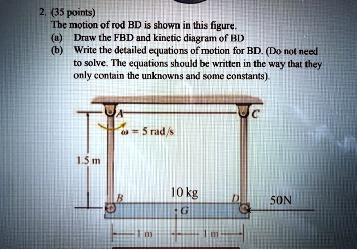 2. (35 points) The motion of rod BD is shown in this figure. (a) Draw ...