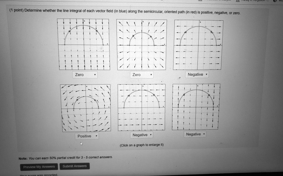 SOLVED: point) Determine whether the line integral of each vector field ...