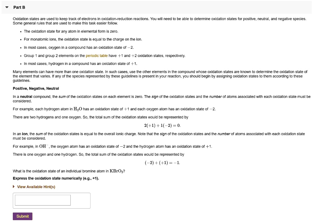 SOLVED: Oxidation states are used to keep track of electrons in ...