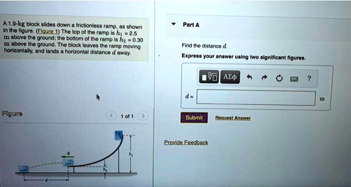 SOLVED: A 1 kg block slides down a frictionless ramp, as shown in the figure. Figure 1. The top ...