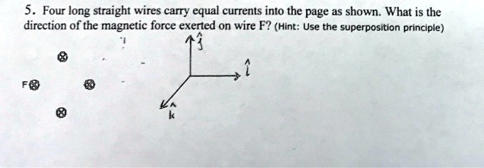 5. Four long straight wires carry equal currents into the page as shown ...