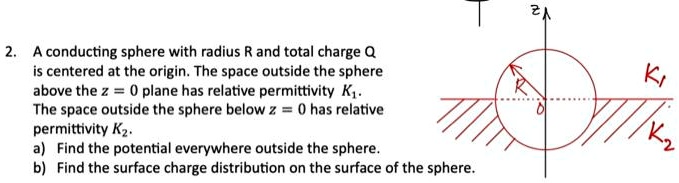 2. A conducting sphere with radius R and total charge Q is centered at ...
