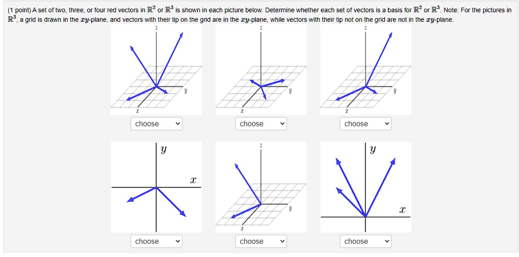 point a set of two inree or iour red vectors in r or r is shown e in ...