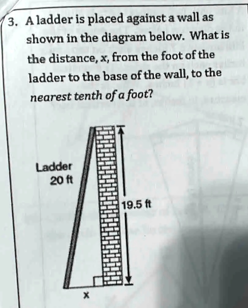 SOLVED: 3 A ladder is placed against a wall as shown in the diagram ...