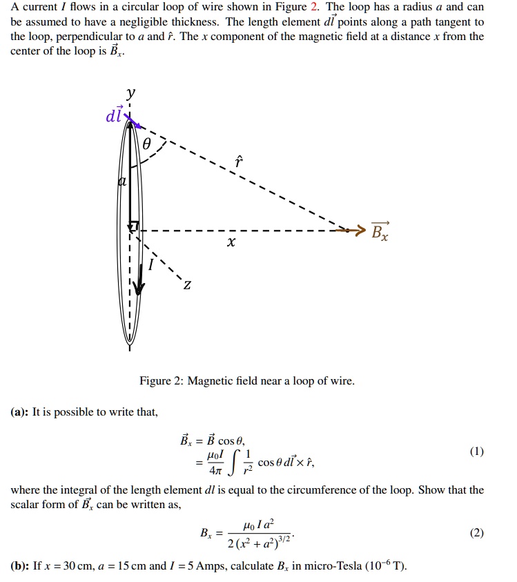 SOLVED: A current I flows in a circular loop of wire shown in Figure 2 ...