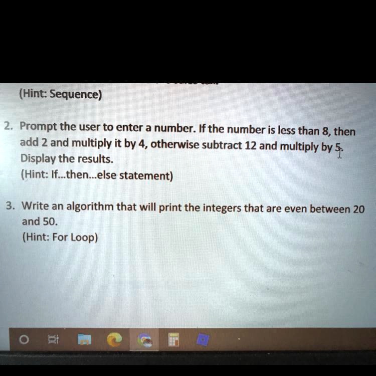 Solved Can Someone Help Me Write An Algorithm And A Flowchart Please For Question 3 Hint