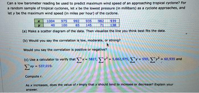 SOLVED: Can a low barometer reading be used to predict the maximum wind ...
