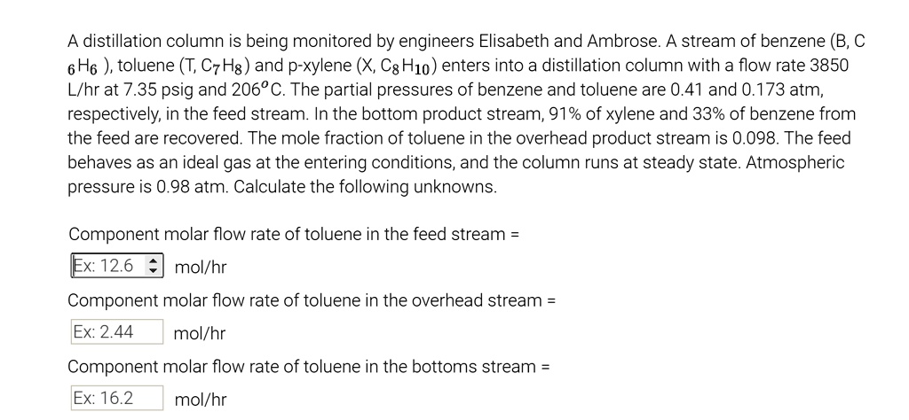A distillation column is being monitored by engineers Elisabeth and ...