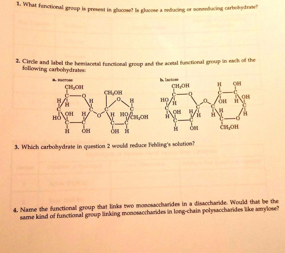 what functional group is present in glucose is glucose reducing or ...