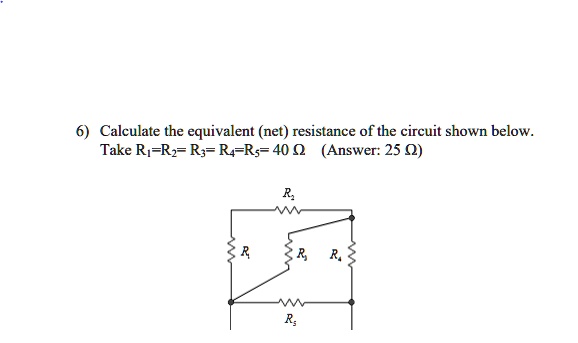6) Calculate the equivalent (net) resistance of the circuit shown below ...