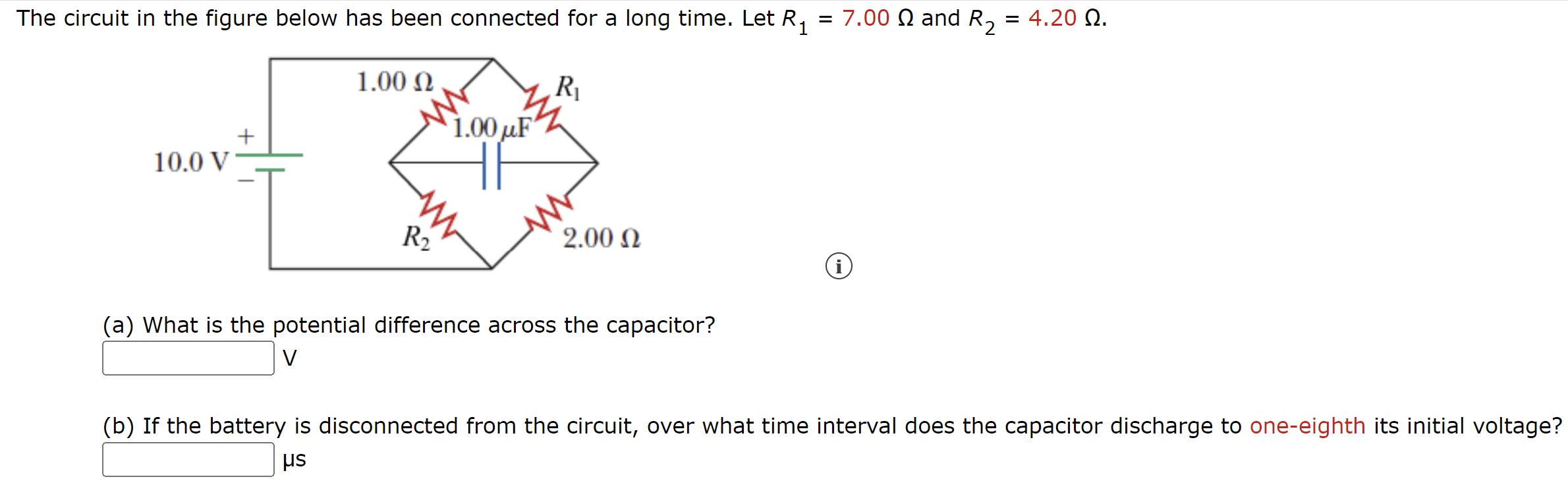 the circuit in the figure below has been connected for a long time let ...