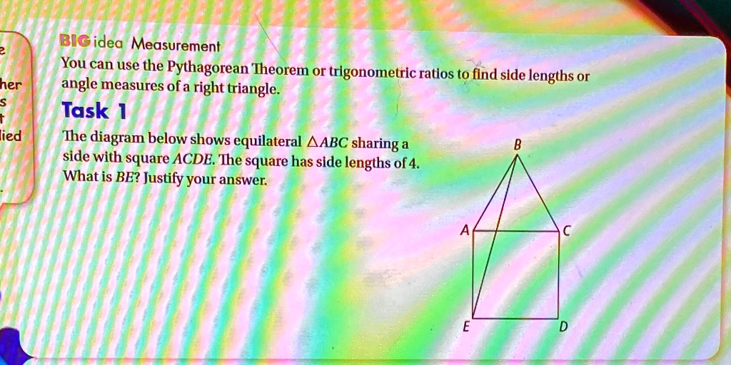 BIC idea Measurement. You can use the Pythagorean Theorem or ...