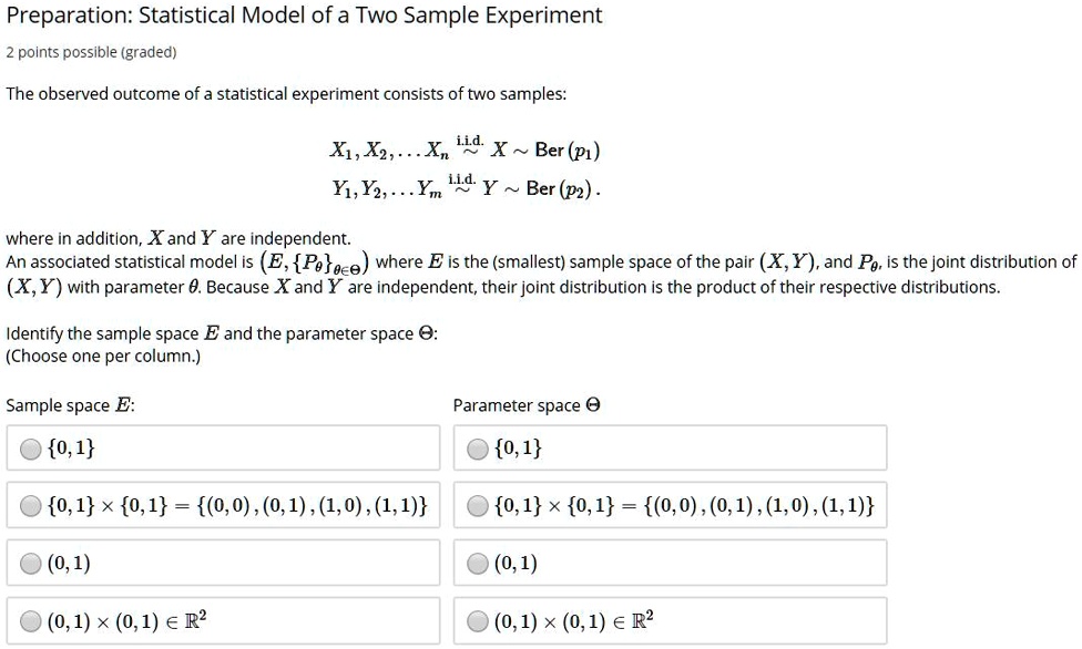 preparation statistical model of a two sample experiment points ...