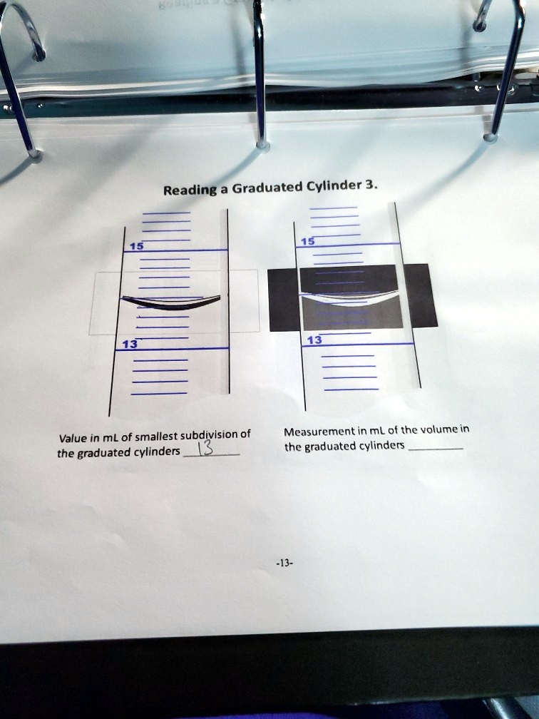 SOLVED: Reading a Graduated Cylinder 3. Value in mL of smallest ...