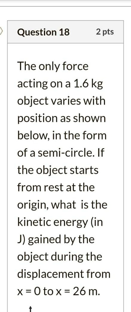 Solved Question 18 2 Pts The Only Force Acting Ona 1 6kg Object Varies