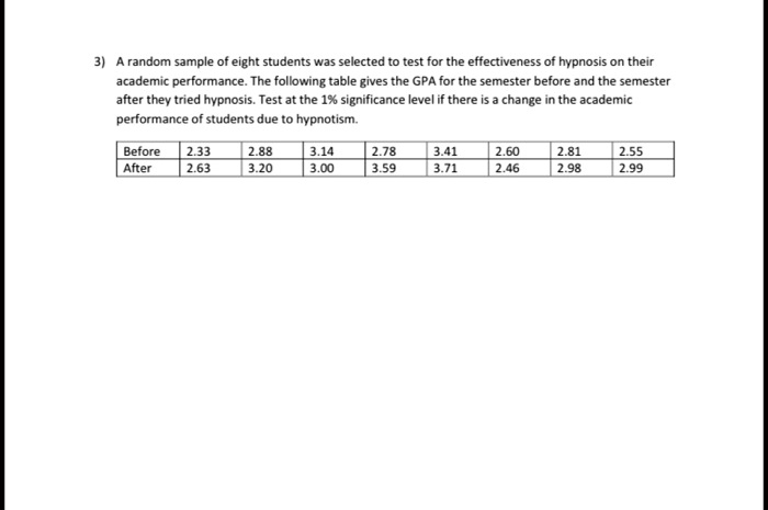 SOLVED: random sample of eight students was selected t0 test tor the ...