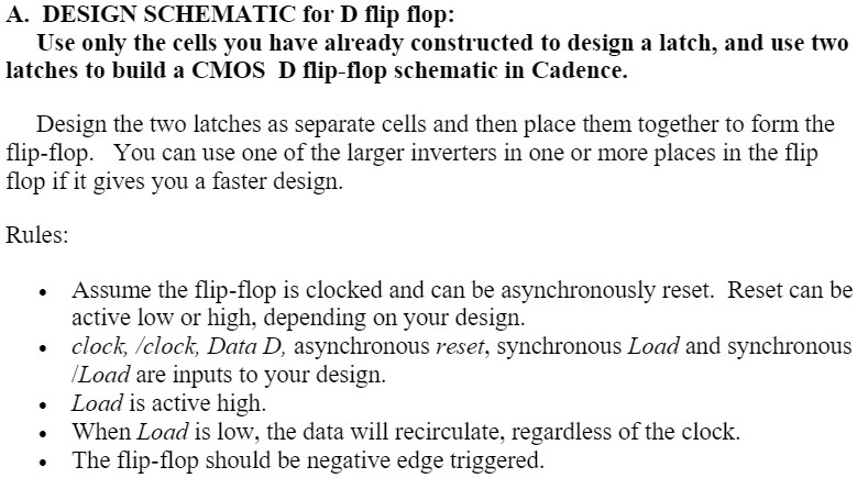 Solved Design Schematic For D Flip Flop Use Only The Cells You Have Already Constructed To