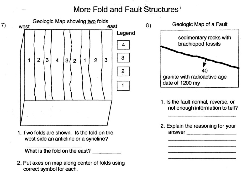 'More Fold and Fault Structures Geologic Map showing two folds west ...