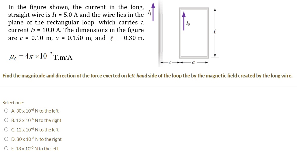 SOLVED: In the figure shown; the current in the long, straight wire is ...