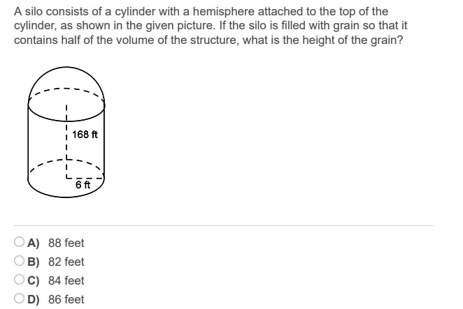 SOLVED: A silo consists of a cylinder with a hemisphere attached to the top of the cylinder, as ...