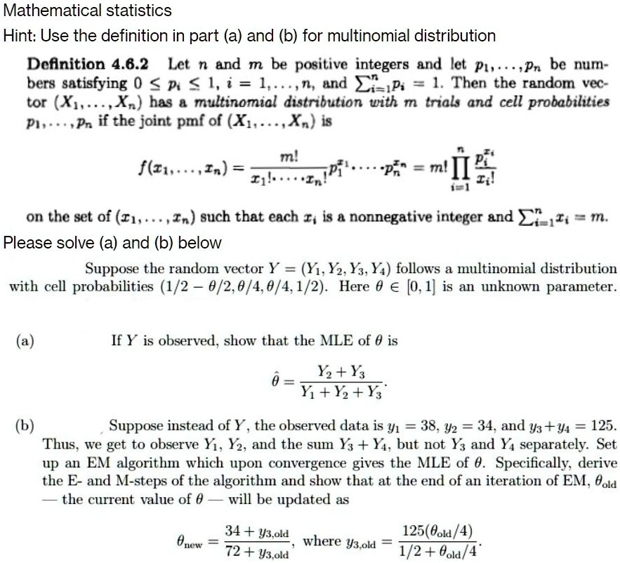 SOLVED: Mathematical statistics Hint: Use the definition in part (a ...