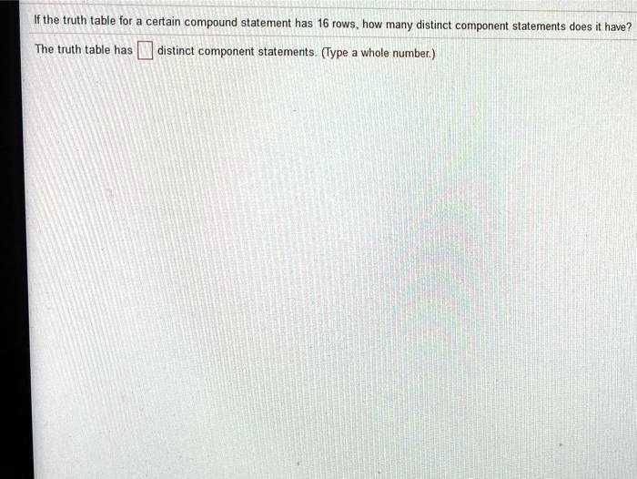 If the truth table for a certain compound statement has 16 rows, how ...
