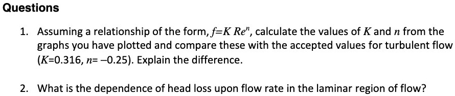 questions assuming a relationship of the formfk re calculate the values ...