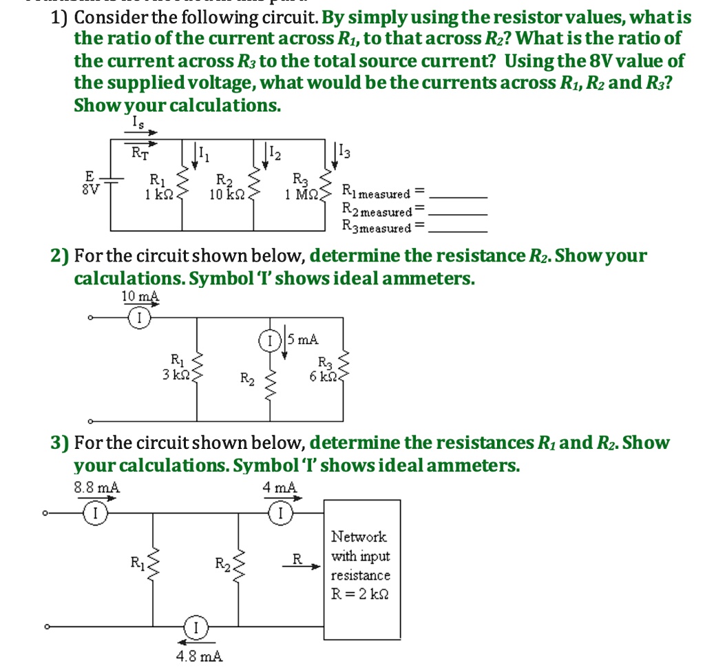 SOLVED: Texts: 1) Consider the following circuit. By simply using the resistor values, what is ...