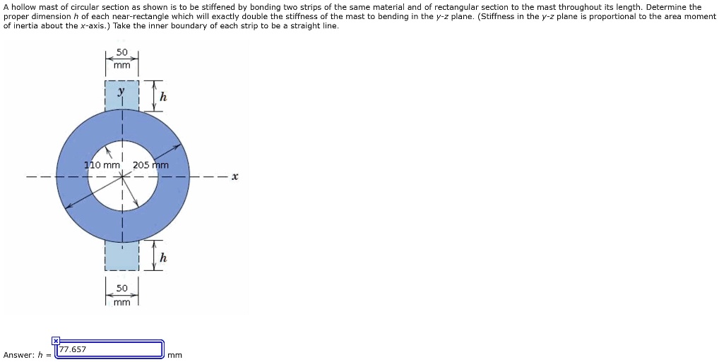 SOLVED: A hollow mast of circular section as shown is to be stiffened ...