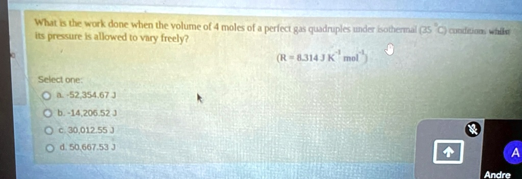 what is the work done when the volume of 4 moles of a perfect gas ...