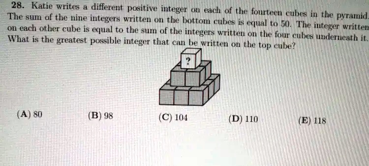 28. Katie writes a different positive integer on each of the fourteen ...