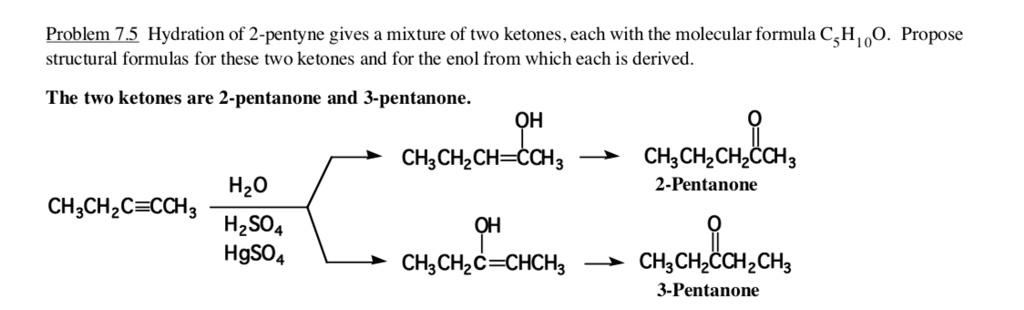 SOLVED:Problem_Z.S Hydration of 2-pentyne gives a mixture Of two ...