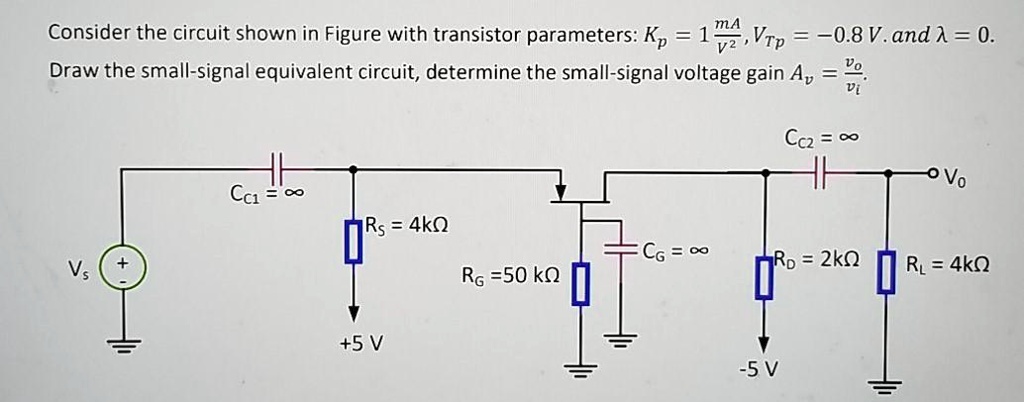 SOLVED: Consider the circuit shown in Figure with transistor parameters: Kp = 154, Vtp = -0.8V ...