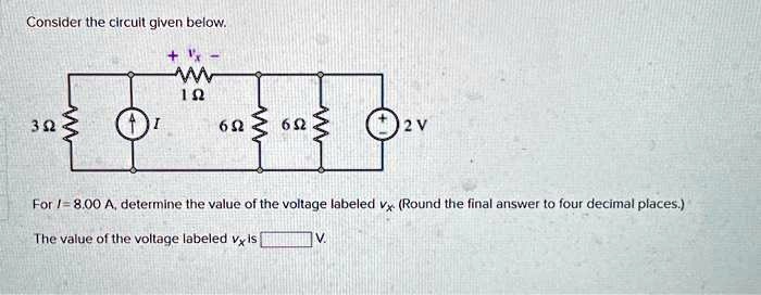 SOLVED: Consider the circuit given below: 3 Ω I + %x ΤΩ 6Ω 592 2 V For I = 8.00 A, determine the ...