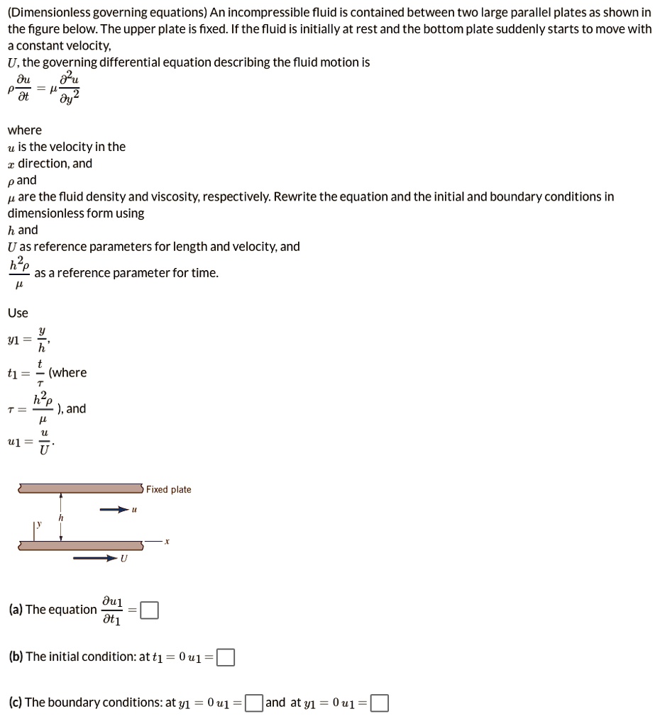 (Dimensionless governing equations) An incompressible fluid is contained between two large ...