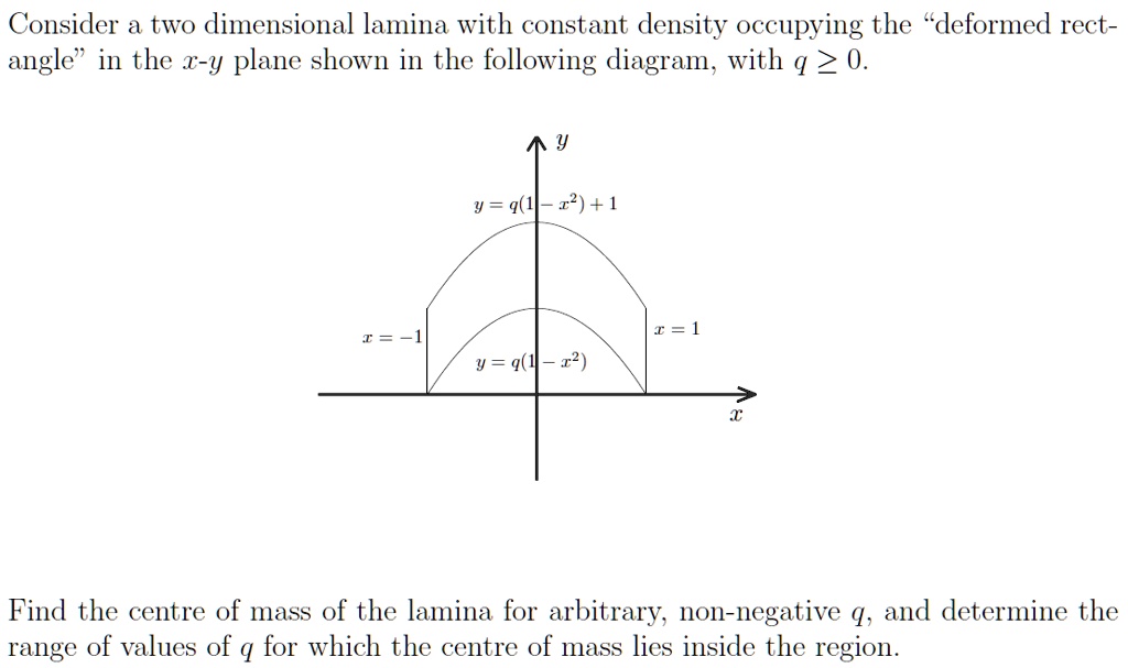 SOLVED: Consider a two dimensional lamina with constant density ...