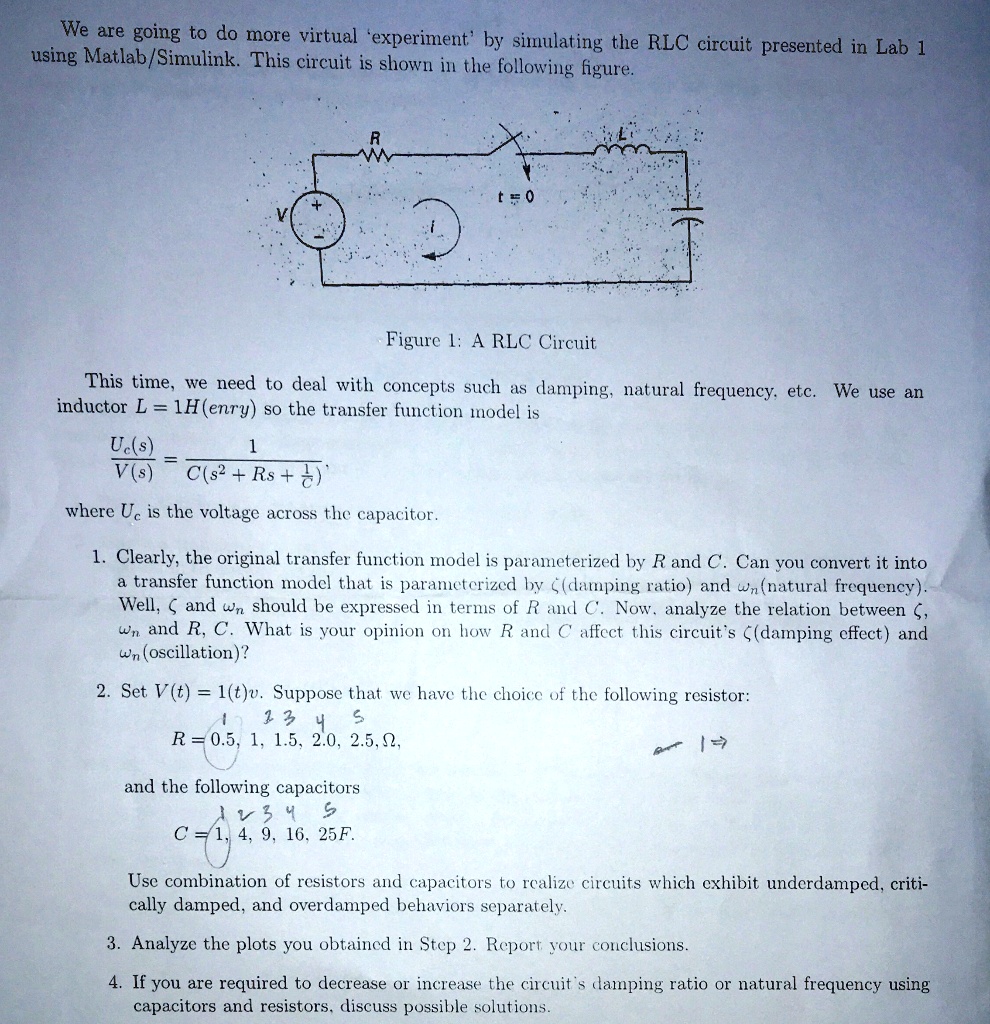 SOLVED: A brief explanation of the outcomes of this experiment using Matlab, please. Thank you ...