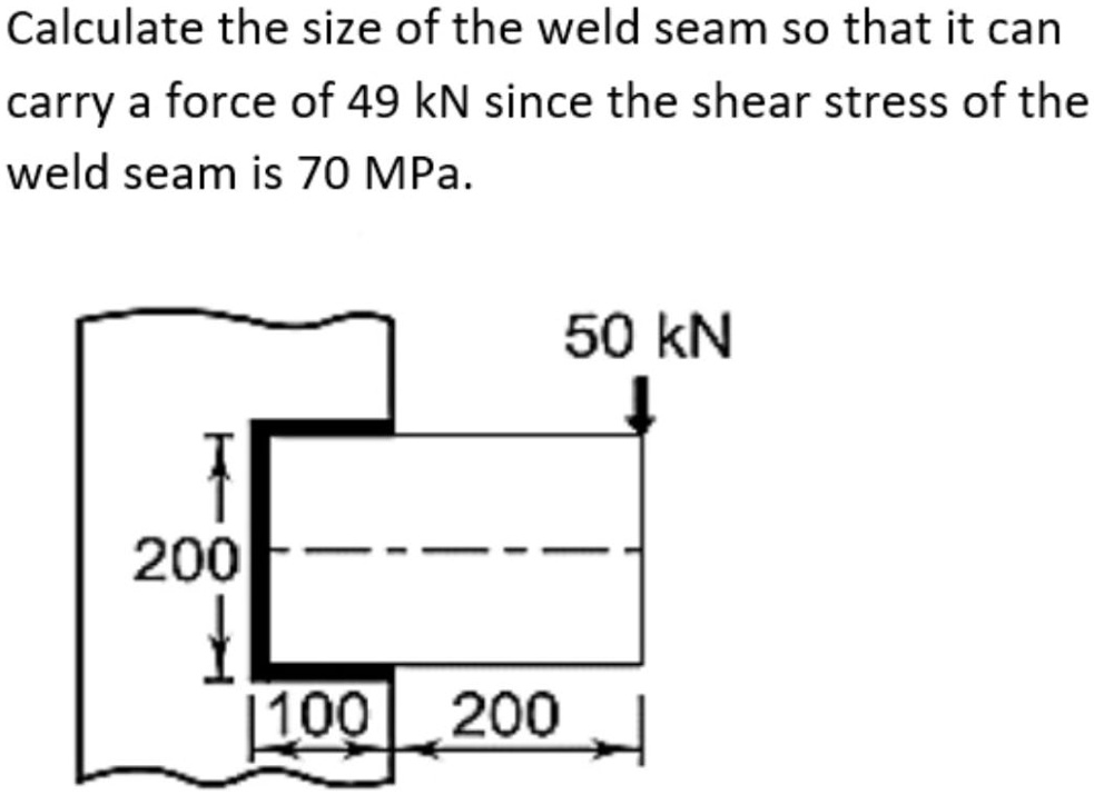 SOLVED: Calculate the size of the weld seam so that it can carry a ...