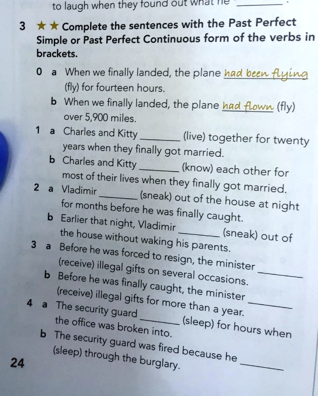 SOLVED: Past Perfect Continuous and Past Perfect Simple help me! To ...