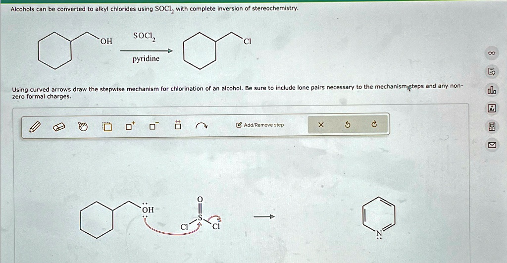 Alcohols can be converted to alkyl chlorides using SOCl2 with complete ...