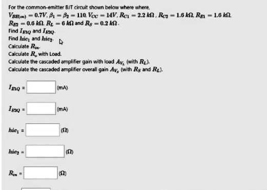 SOLVED: Texts: For the common-emitter BJT circuit shown below, where R = 0.6kΩ, R = 6MΩ, and Rs ...