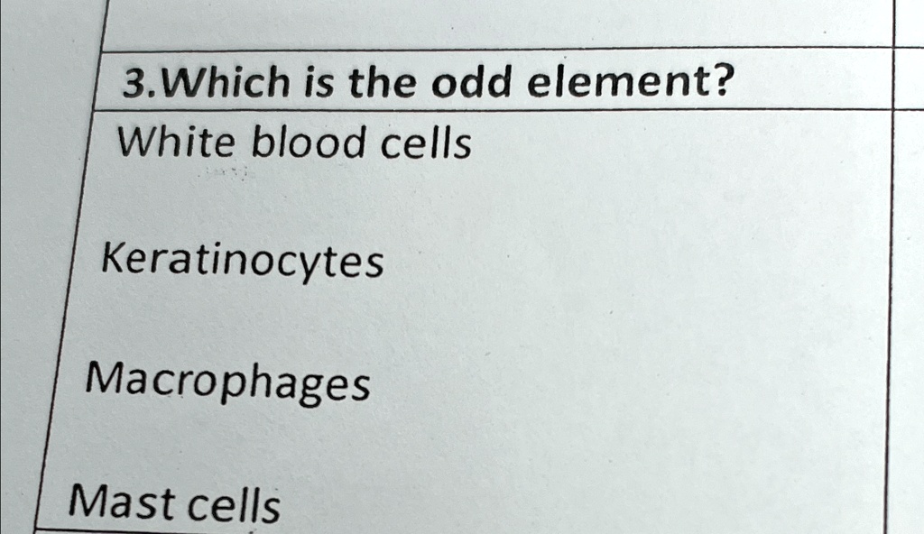 3. Which is the odd element? White blood cells Keratinocytes ...