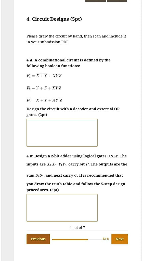 SOLVED: 4. Circuit Designs (5pt) Please draw the circuit by hand, then scan and include it in ...