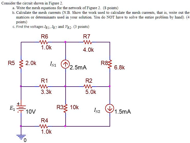 SOLVED: Consider the circuit shown in Figure 2. a. Write the mesh equations for the network of ...