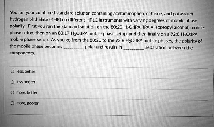 SOLVED: You ran your combined standard solution containing ...