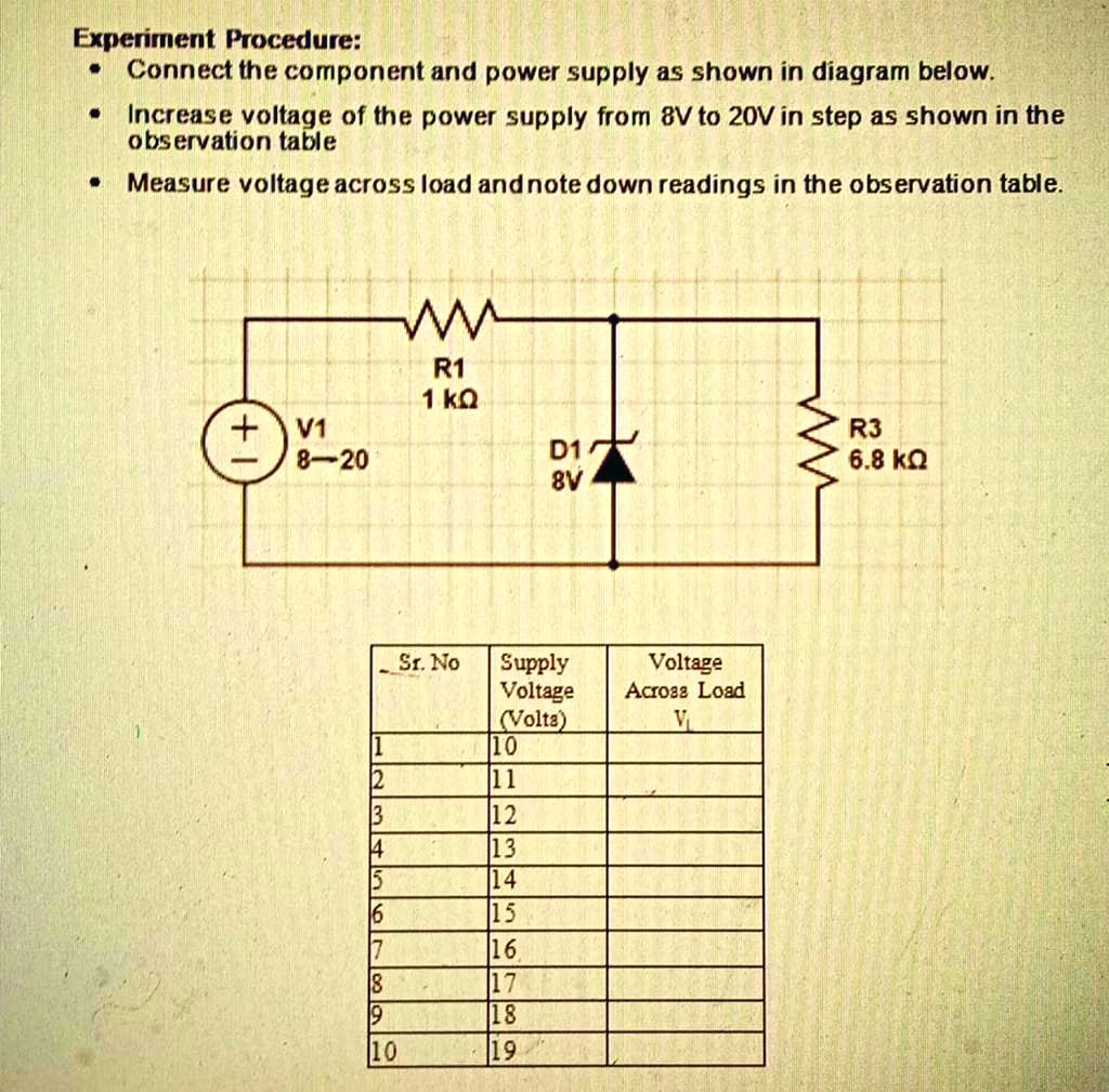 SOLVED: Experiment Procedure: Connect the component and power supply as ...